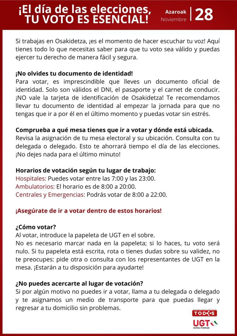 ¡El día de las elecciones, TU VOTO ES ESENCIAL!