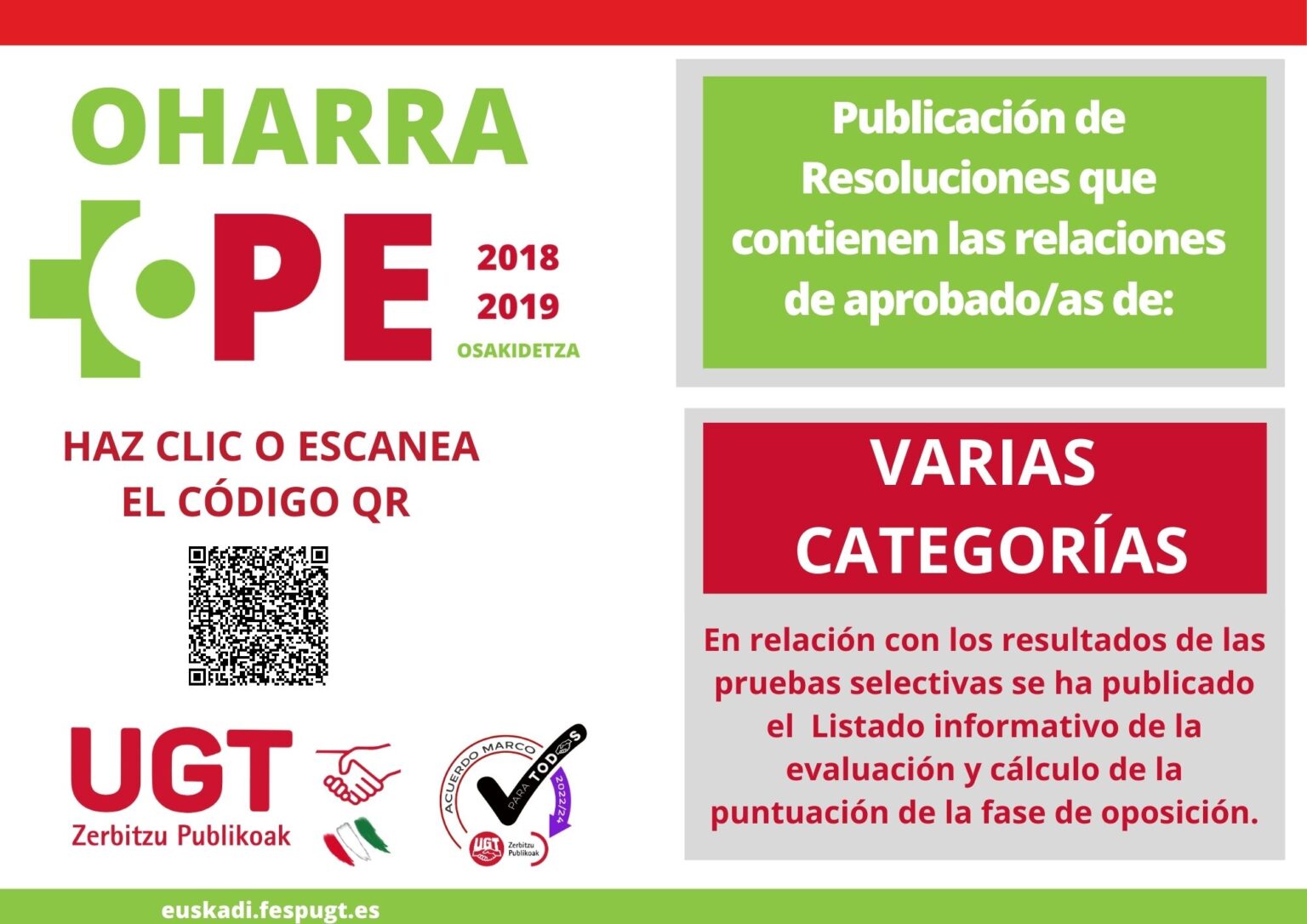 Desde UGT os informamos de la publicación de Resoluciones de OPE 2018 ...